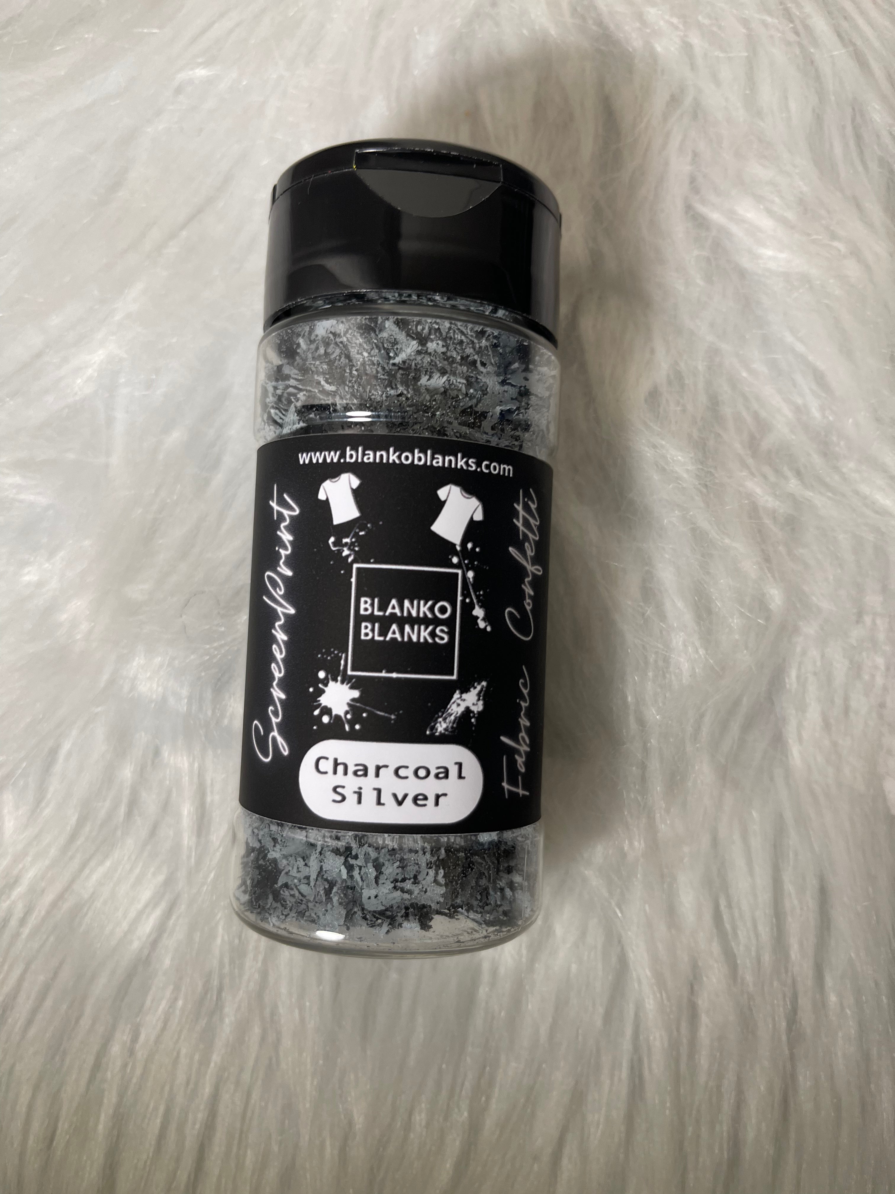 4oz Charcoal Silver Screen Print Confetti – BLANKO BLANKS